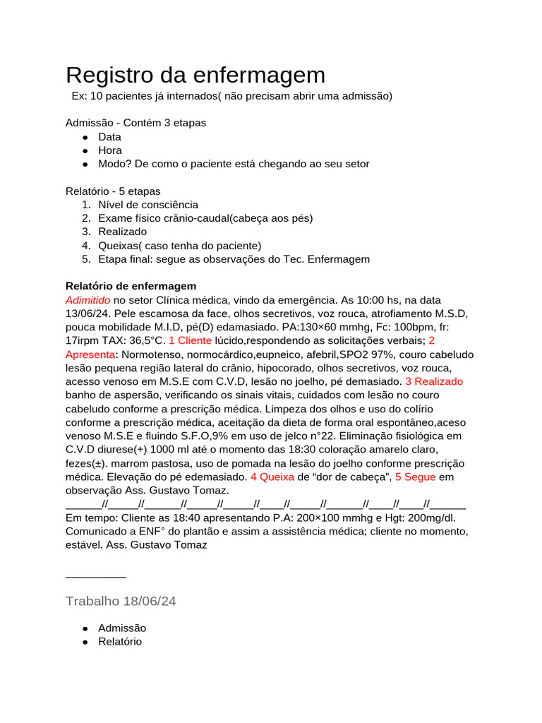 Registro Da Enfermagem | PDF