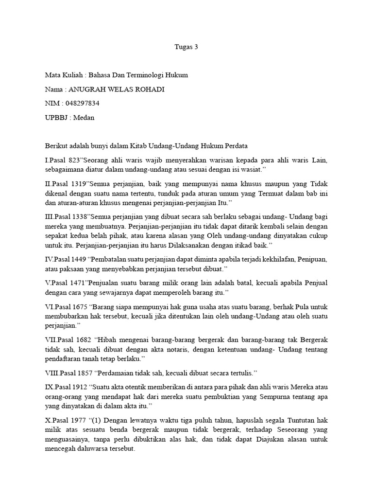Tugas 3 Bahasa Dan Terminologi Hukum | PDF