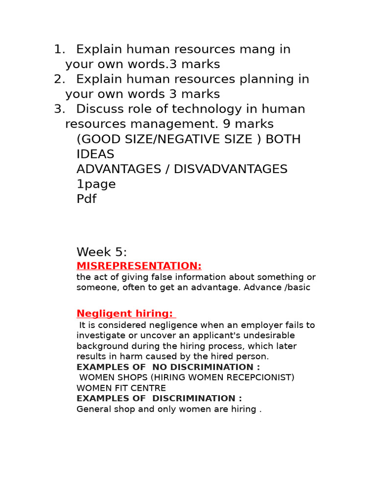Human Resources Week 4 | PDF