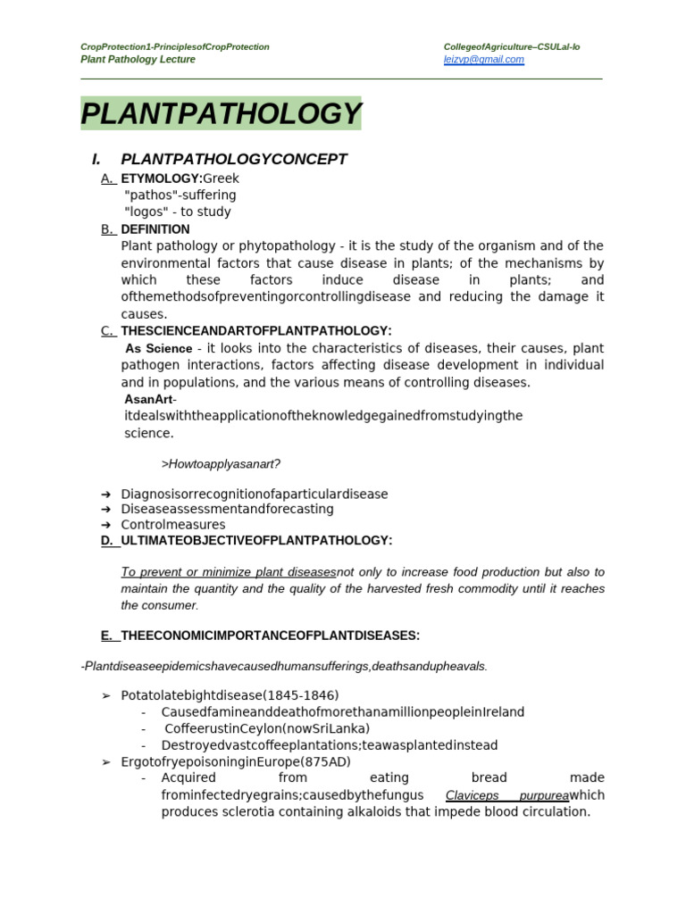 PCP- Plant pathology module 1.1 | PDF | Plant Pathology | Pathology