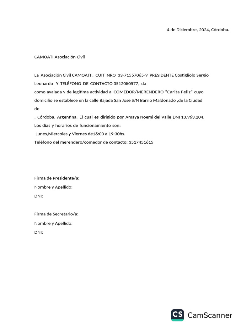 NOTA MODELO PARA AVAL BANCO DE ALIMENTOS Completado | PDF