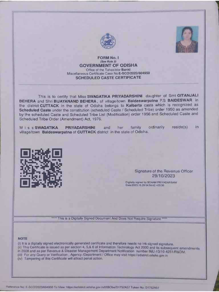 Caste Certificate | PDF