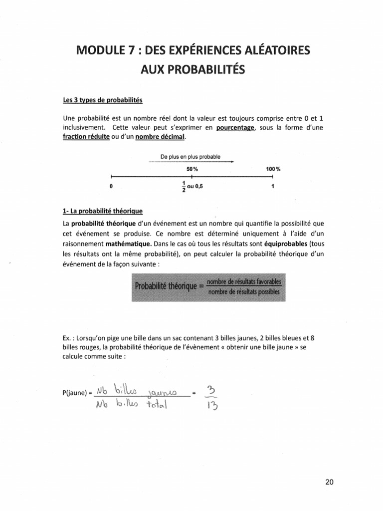 Notes de Cours Module 7 Probabilités Complétées 2023-2024 | PDF