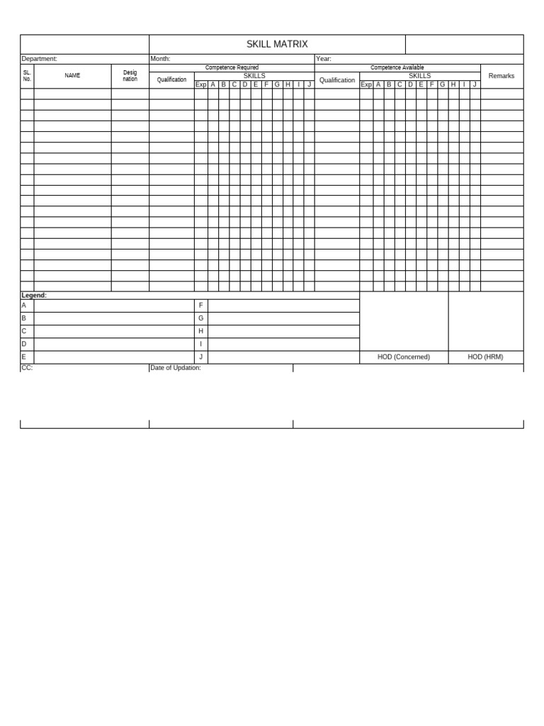 Skill Matrix | PDF