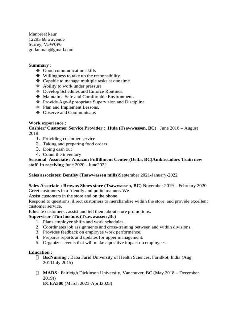 Manpreet Resume | PDF