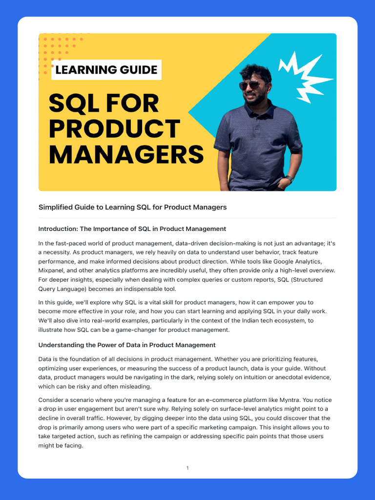 Simplified Guide To Learning Sql For Product Managers Pdf Databases 7139