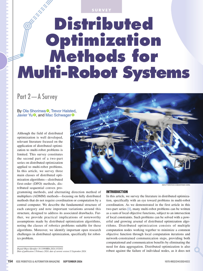 Distributed Optimization Methods For Multi Robot Systems Part 2 Survey Pdf Mathematical