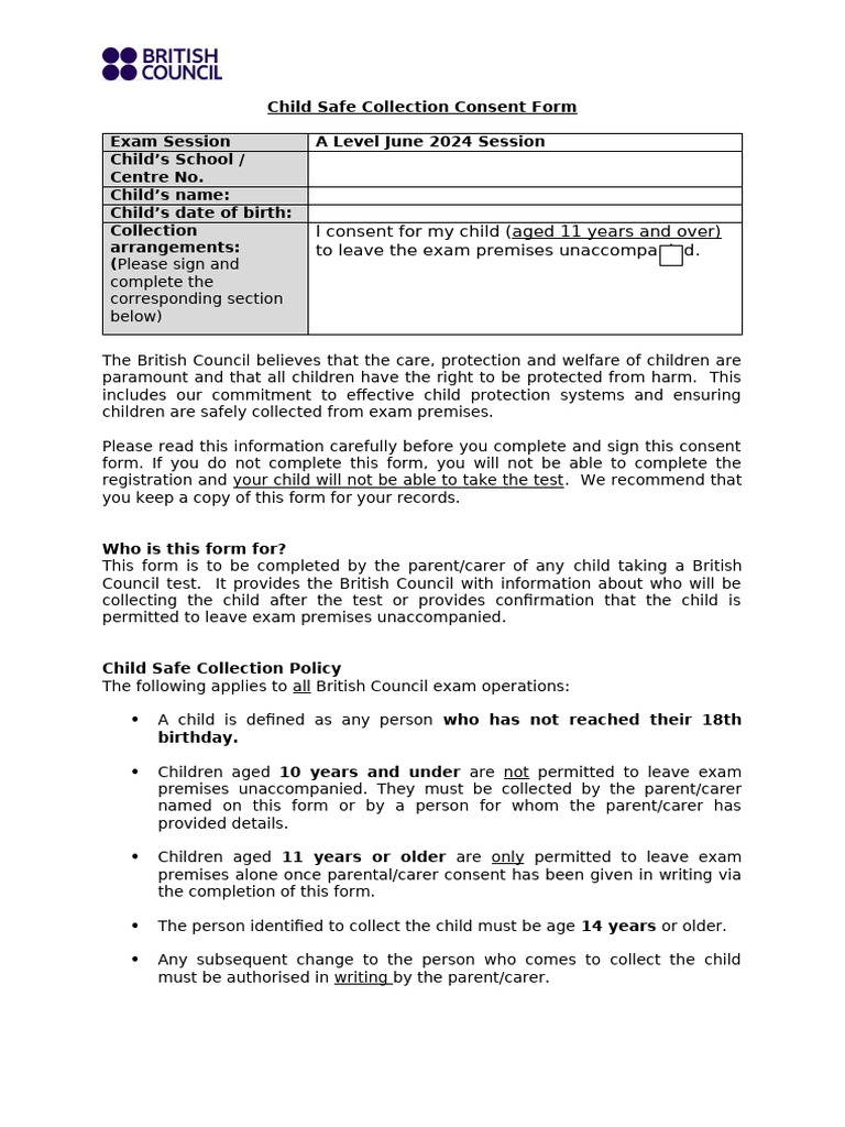 Child Safe Collection Consent Form Final | PDF | Identity Document ...