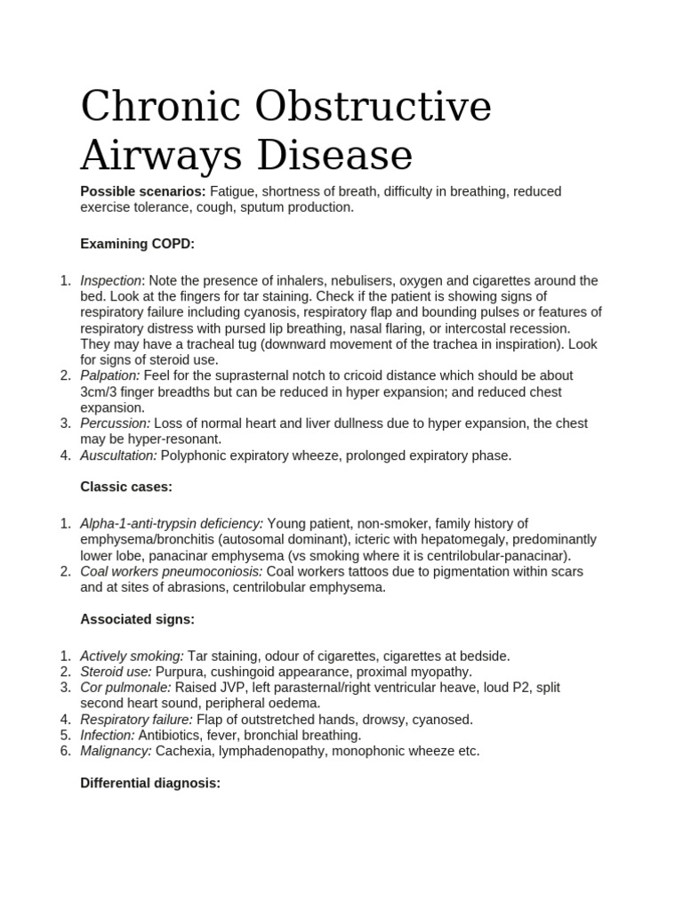 Chronic Obstructive Airways Disease - PLOUGHING | PDF | Chronic ...