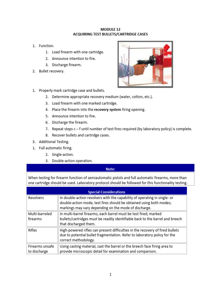 Forensic Ballistics Test Procedures | PDF | Firearms | Trigger (Firearms)