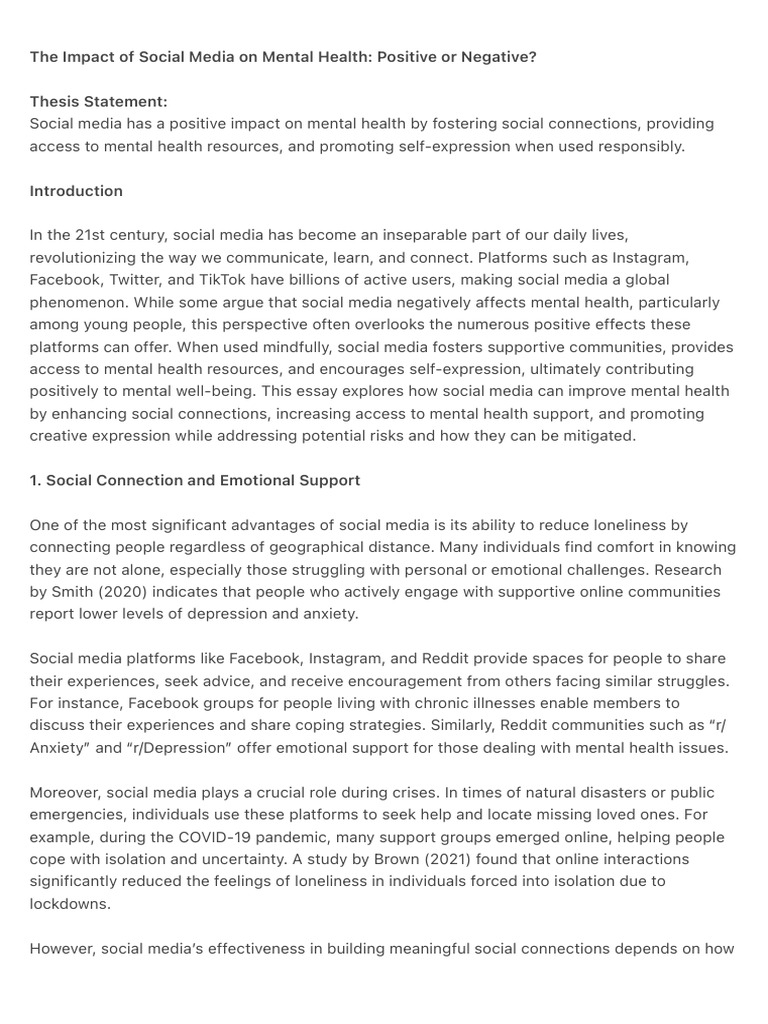 Argumentative Essay Social Media.pdf 3 | PDF | Social Media | Popular ...