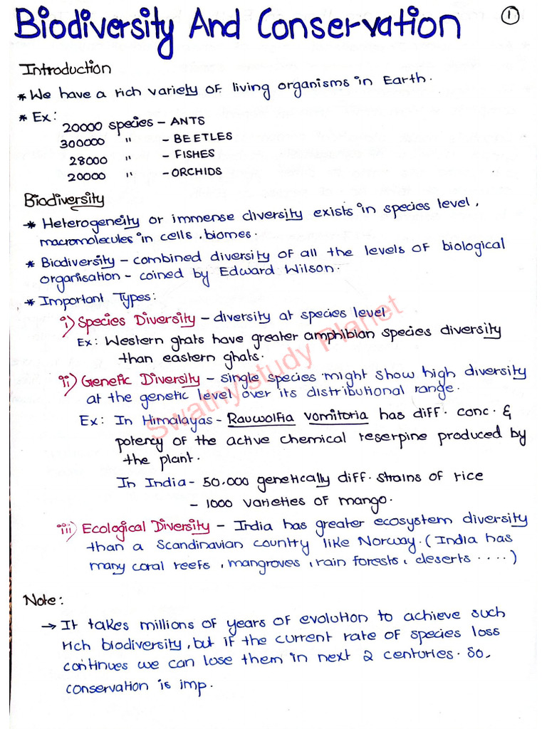 Biodiversity and Conservation Notes (1) | PDF