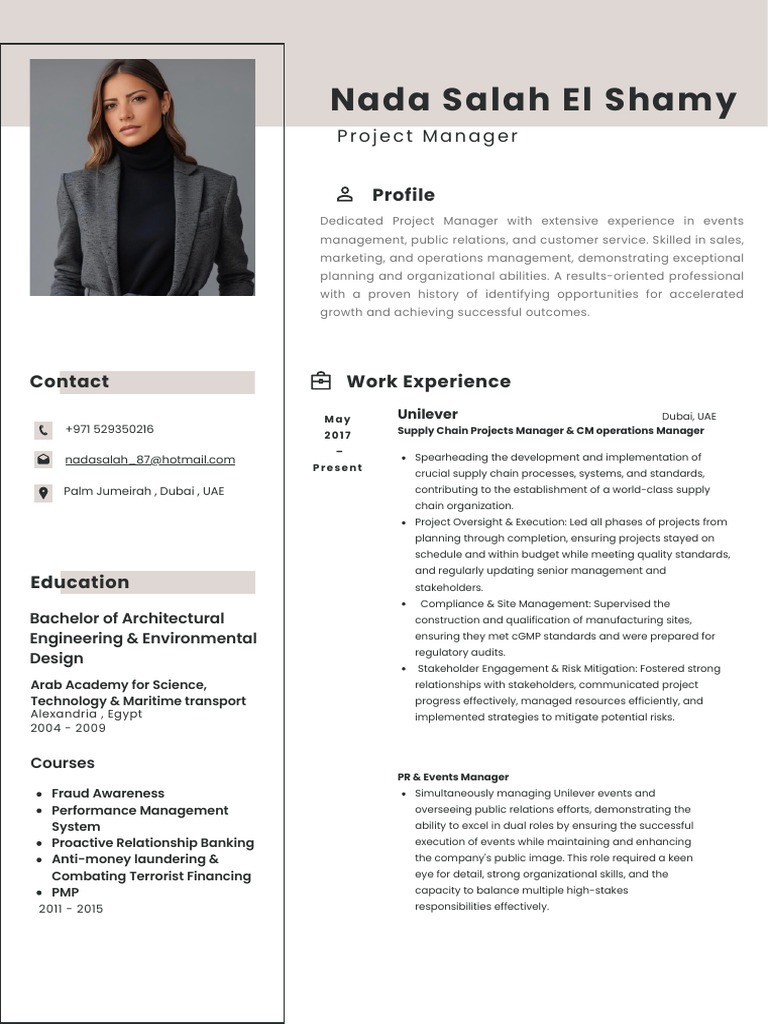 Project Management Expertise of Nada Salah | PDF | United Arab Emirates ...