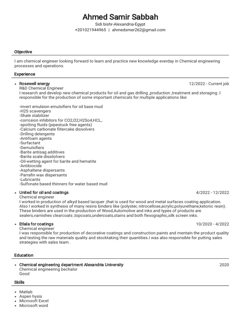CV.ENG_Ahmed Samir | PDF | Varnish | Industrial Processes