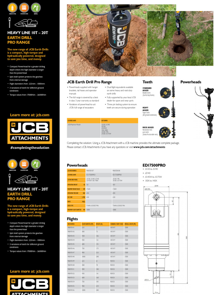 Earth Drill spec sheet for 10T | PDF | Drill