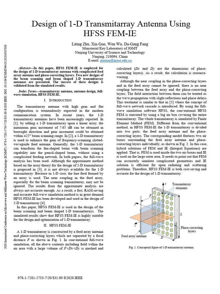 Design_of_1-D_Transmitarray_Antenna_Using_HFSS_FEM-IE | PDF | Antenna (Radio) | Finite Element ...