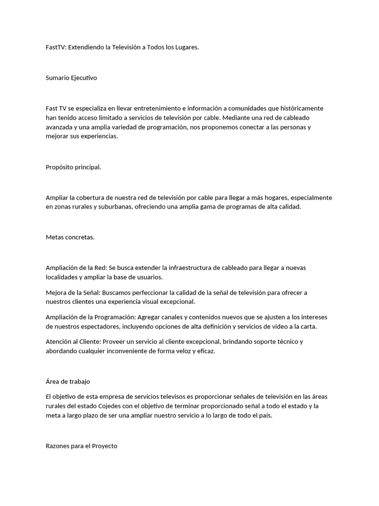 Fast TV1 | PDF | Televisión | Televisión por cable