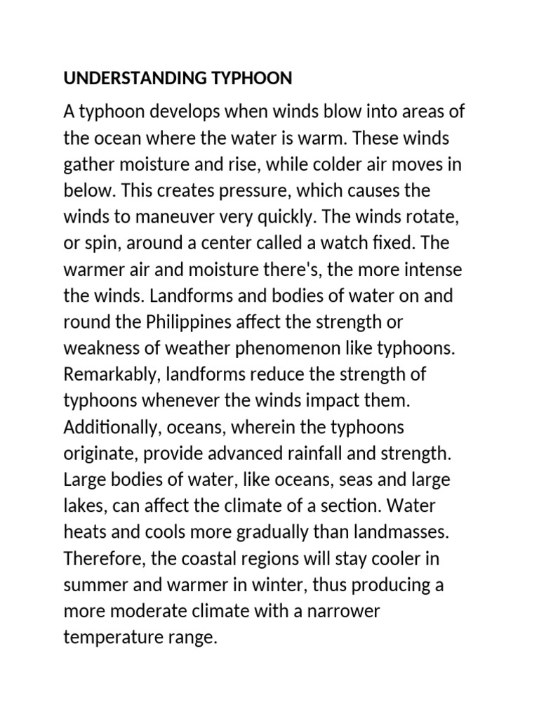 A Typhoon Develops When Winds Blow Into Areas of The Ocean Where The ...