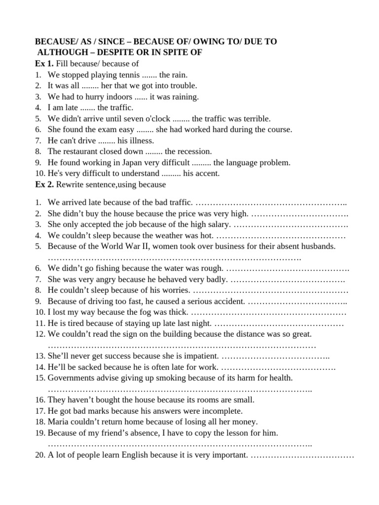 Using Because and Although in English | PDF