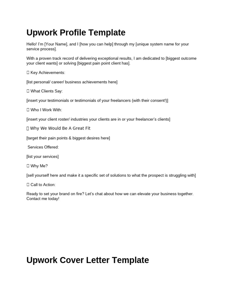 Upwork Profile Template | PDF