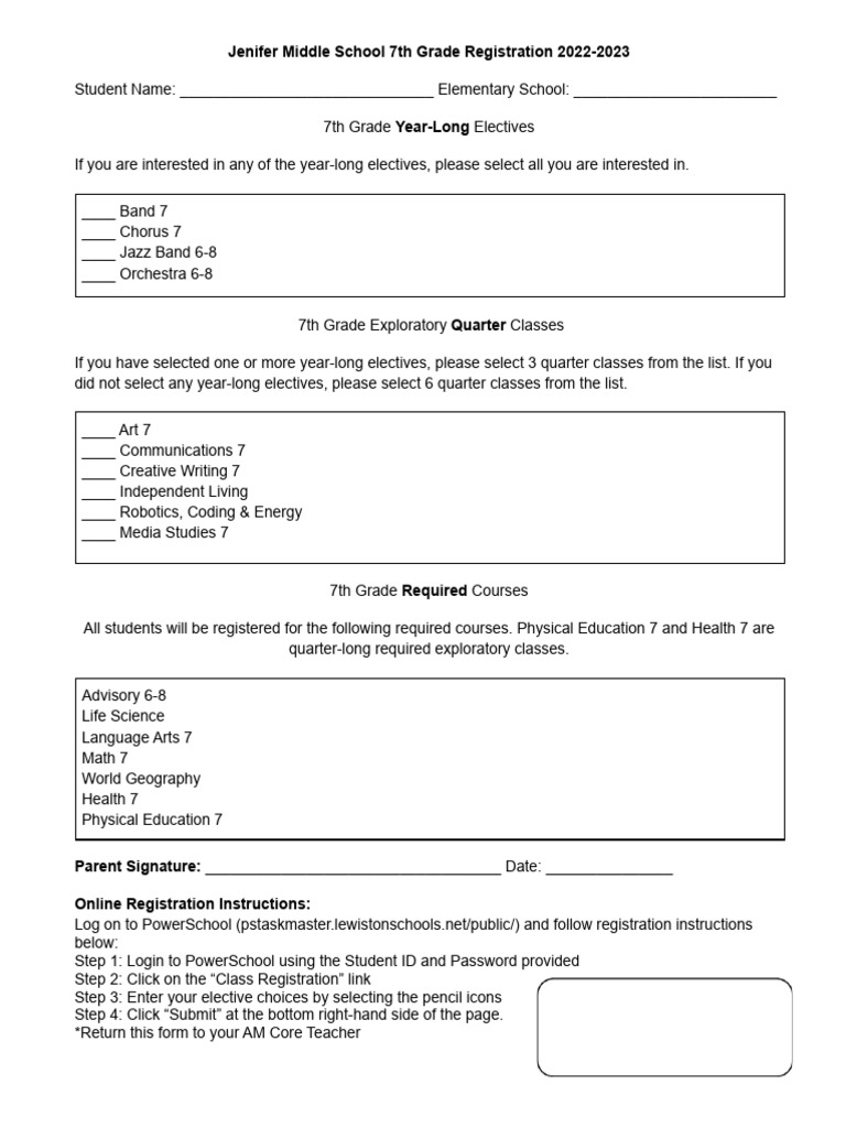7th Grade Registration Guide 2022-23 | PDF | Musical Compositions