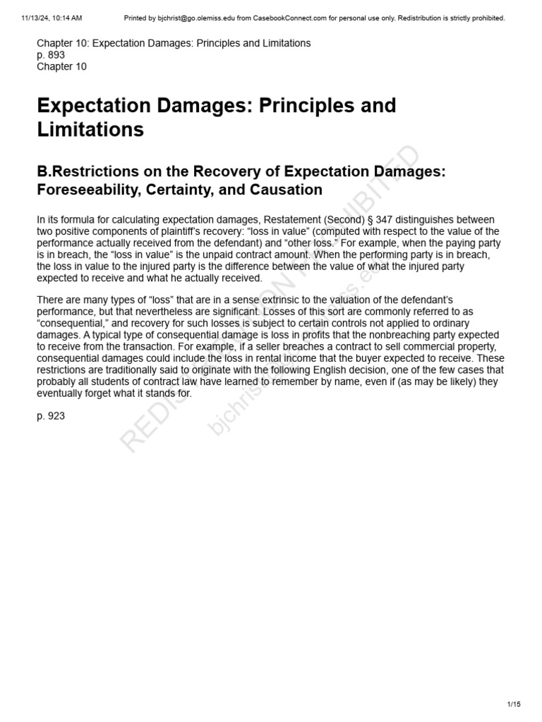 Calculating Expectation Damages | PDF | Damages | Tort