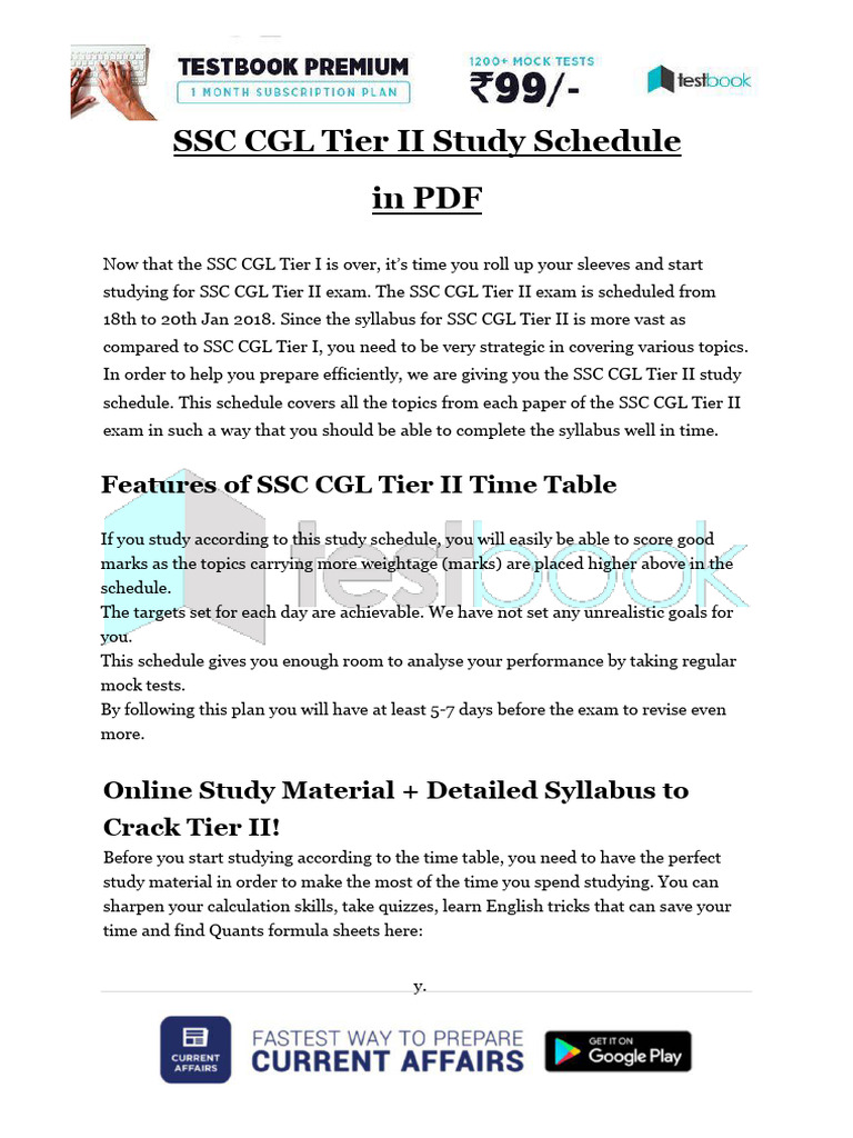 SSC CGL Tier II Study Schedule in PDF | PDF | Monopoly