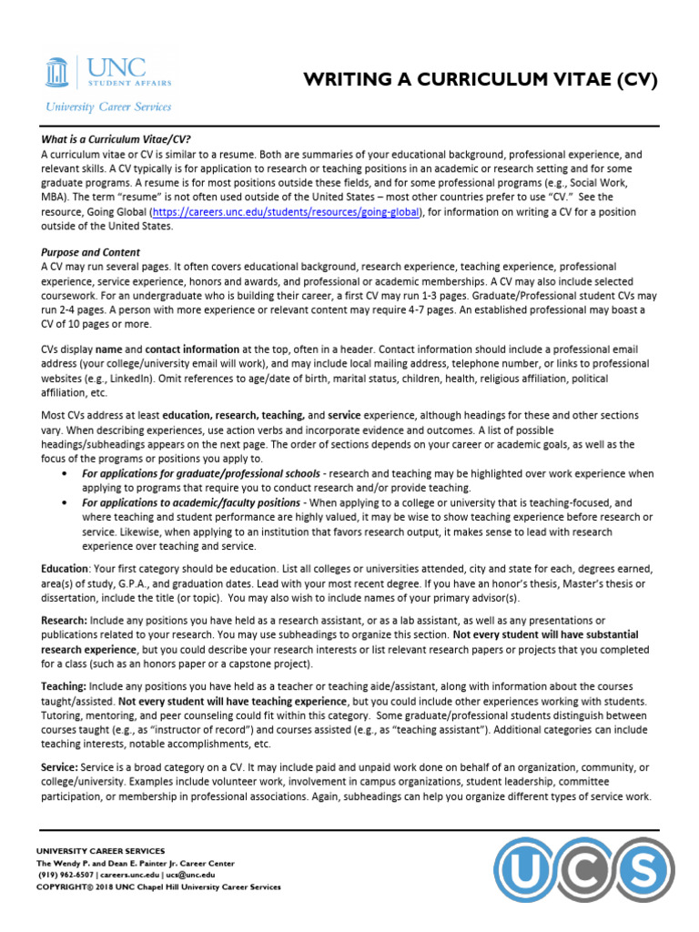 CV_Handout | PDF | Résumé | Thesis