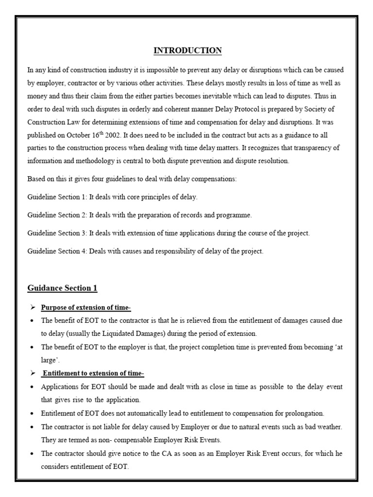 Delay Protocol in Construction Claims | PDF | Employment | Damages