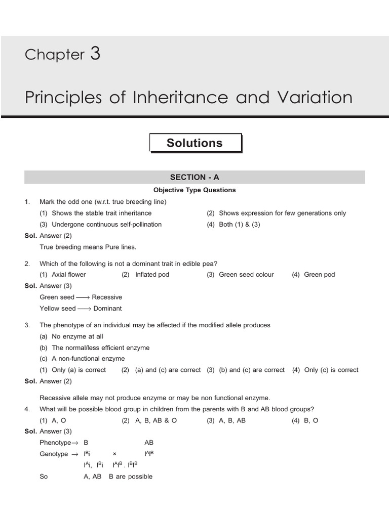 Principle of Inheritance and Variations - Assignment PDF | PDF | Dominance (Genetics) | Zygosity