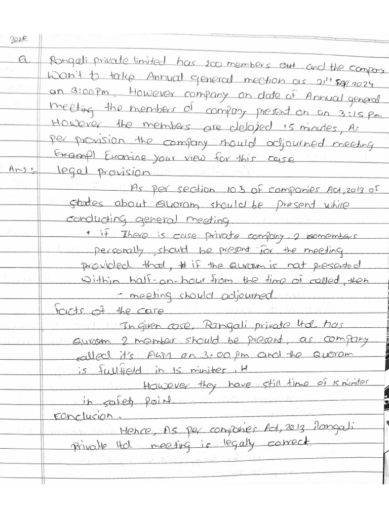 Company Law Case Study | PDF
