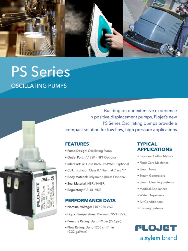 Flojet PS0411 Oscillating Pump Specs | PDF | Pump | Alternating Current