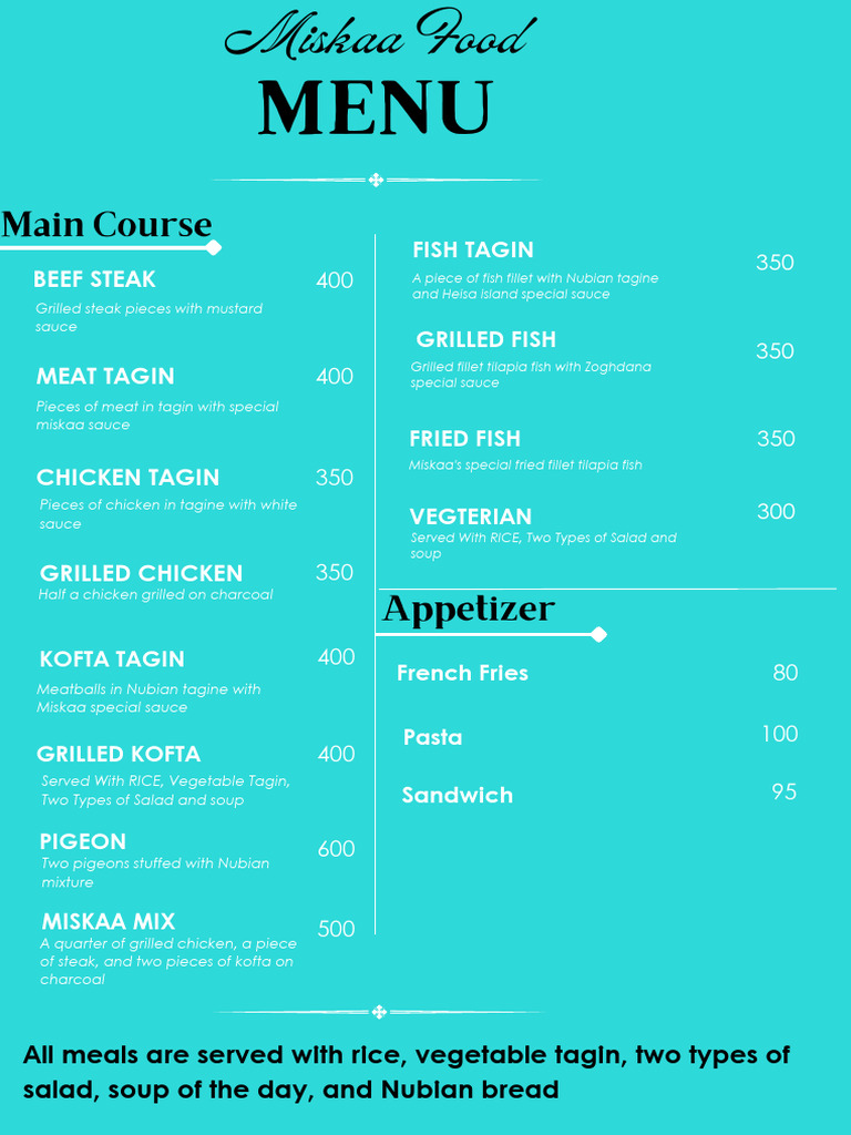 Food Menu (2) | PDF | Grilling | Steak