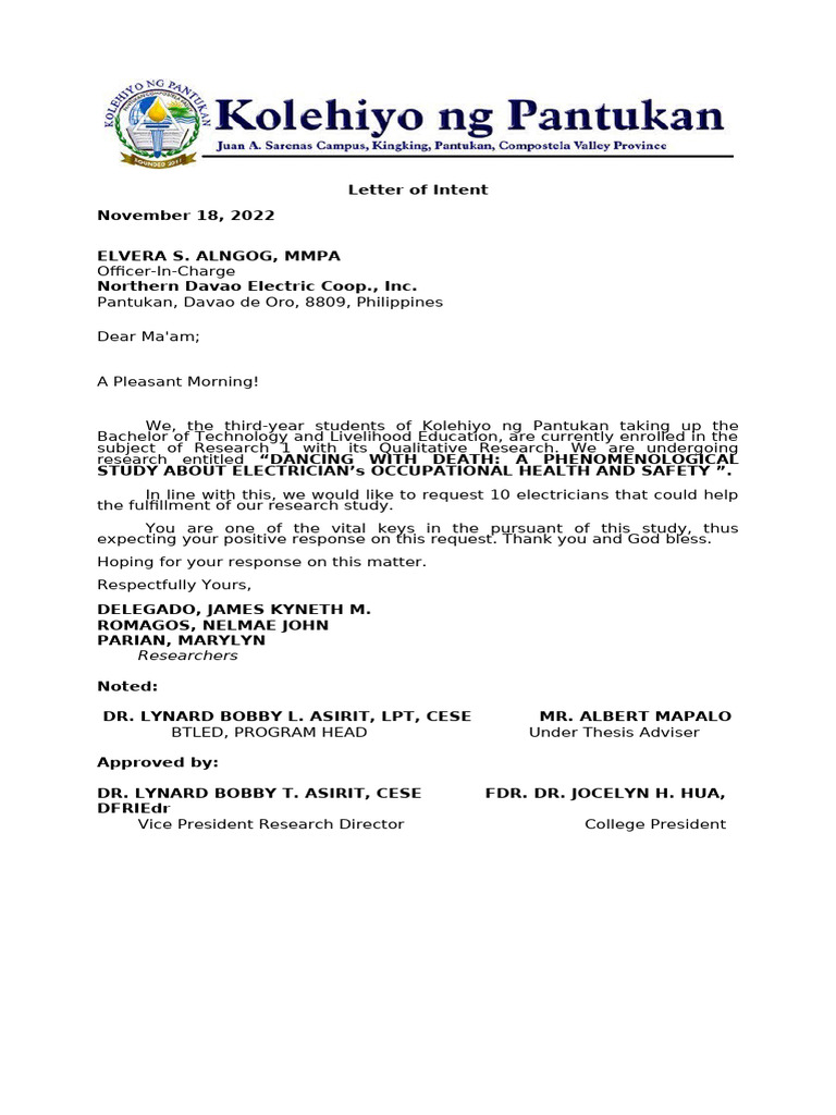 Letter of Intent | PDF
