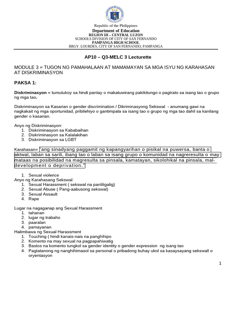 AP10 Q3 MELC 3 Lecturette | PDF