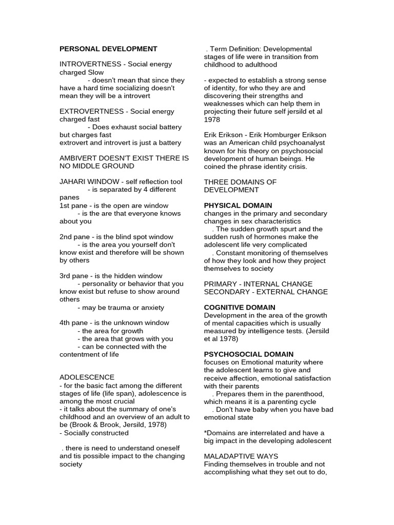 PERSONAL DEVELOPMENT | PDF | Adolescence | Stress (Biology)