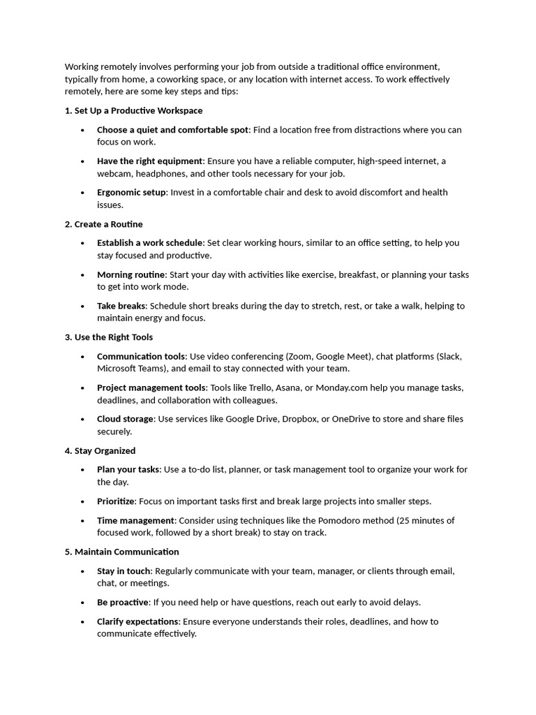 work remotely | PDF | Time Management | Professional Skills