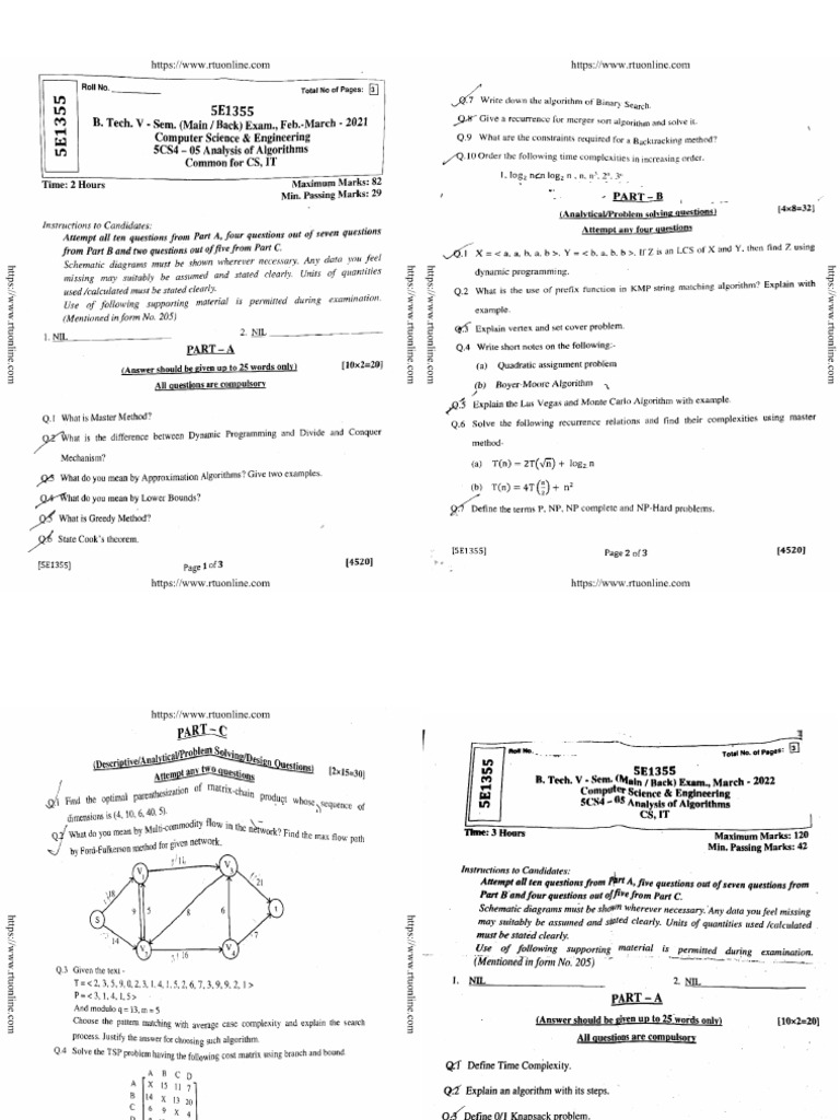 Aoa 2019 - 2021 - 2022 Question Papers | PDF