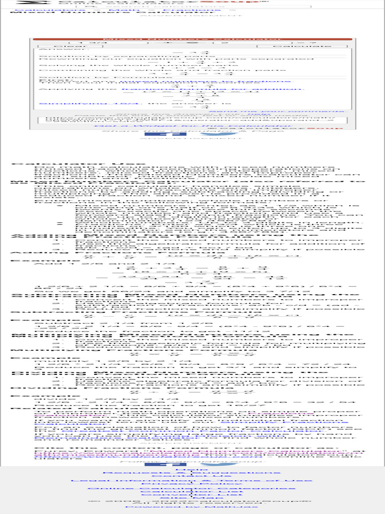 Mixed Numbers Calculator | PDF | Mathematical Concepts | Mathematical Notation