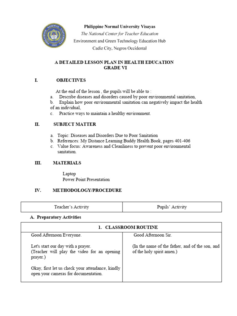 Pre-Demo in Health 6 Lesson 1 | PDF | Allergy | Sanitation