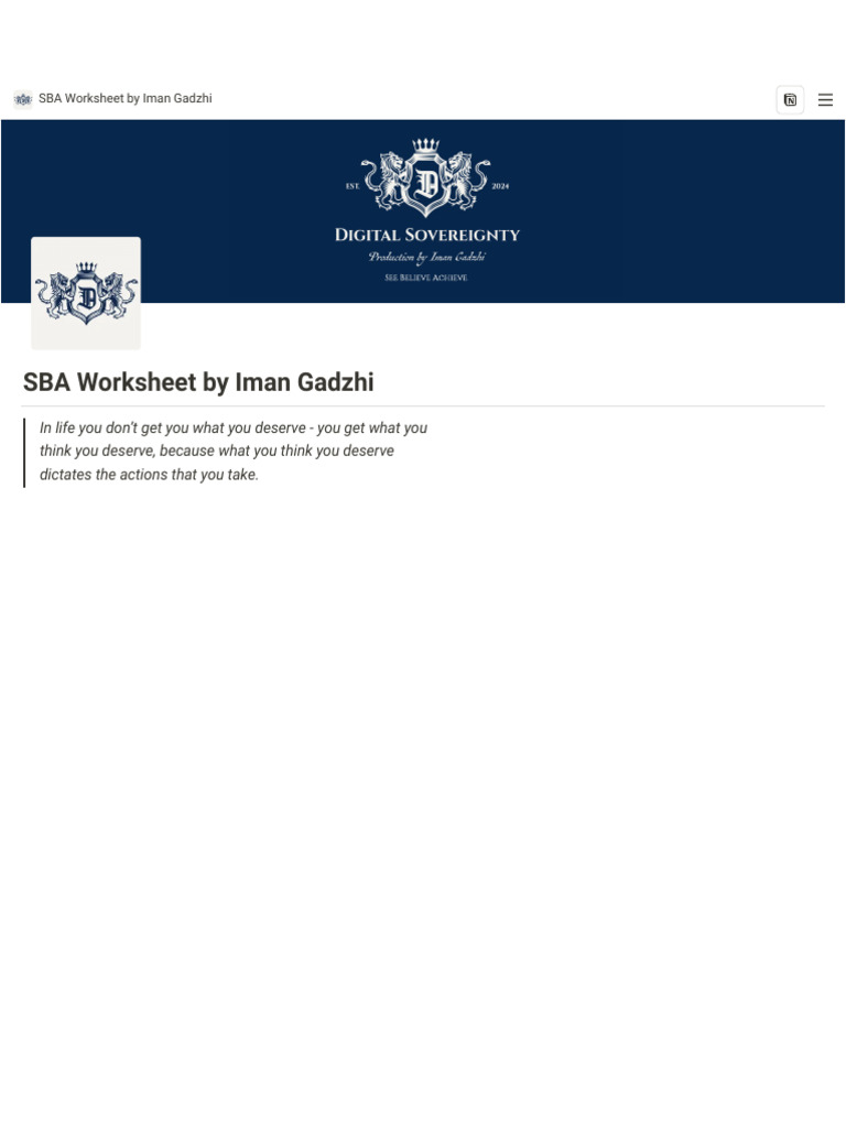 SBA Worksheet by Iman Gadzhi | PDF | Disciplines | Psychology