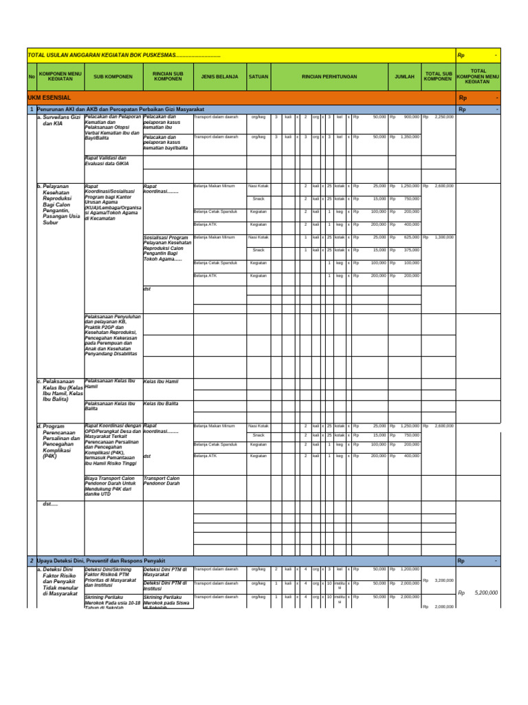 Format RAB BOK Tahun 2023 | PDF