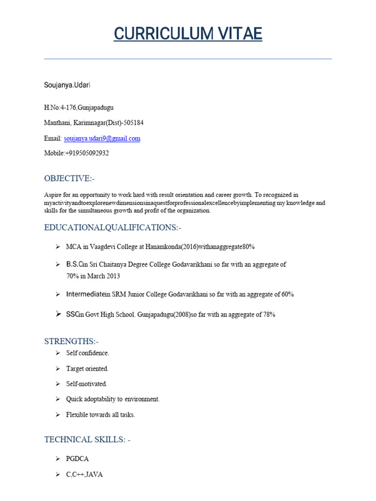 Sojanya Resume | PDF