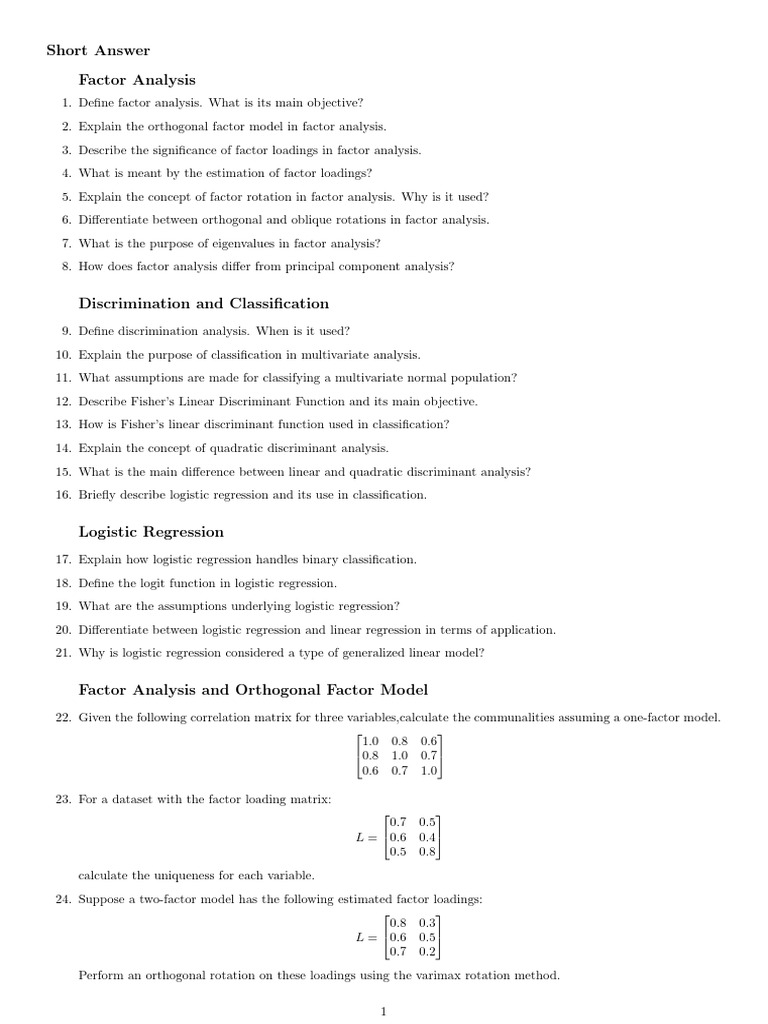 Factor Analysis and Discrimination Techniques | PDF | Factor Analysis | Cluster Analysis