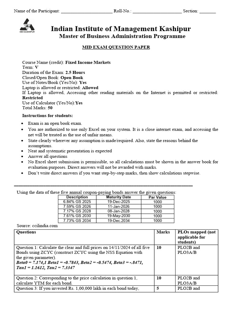 fim qp | PDF | Bond Duration | Bonds (Finance)