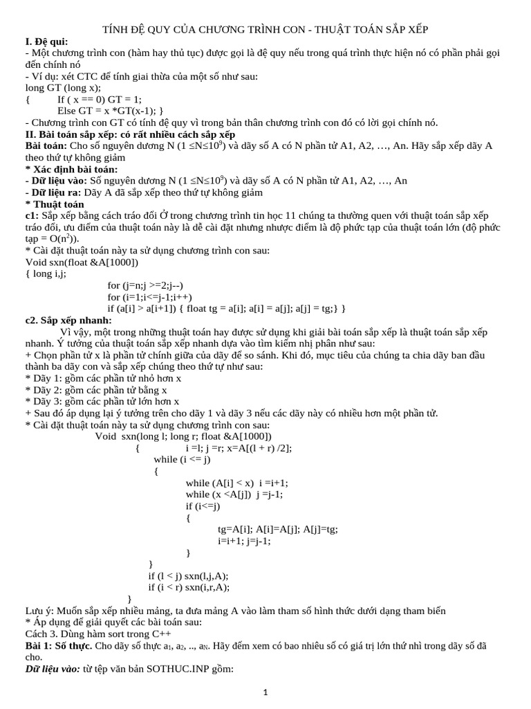 Sắp xếp 1 | PDF