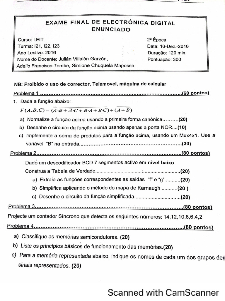 Exames Electronica Digital | PDF