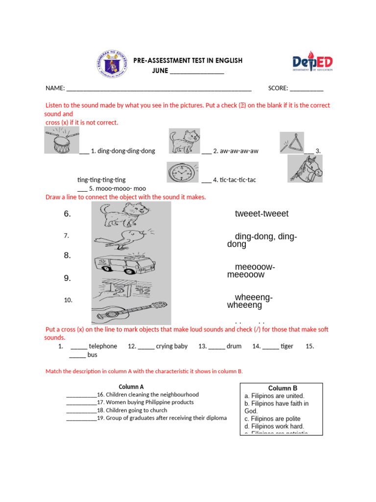 Pre-test English 2 | PDF