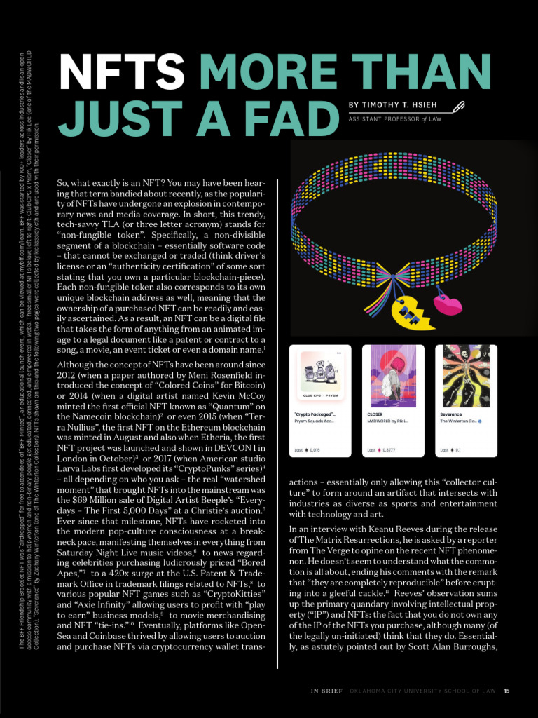 NFTS: More Than Just A Fad | PDF | Intellectual Property