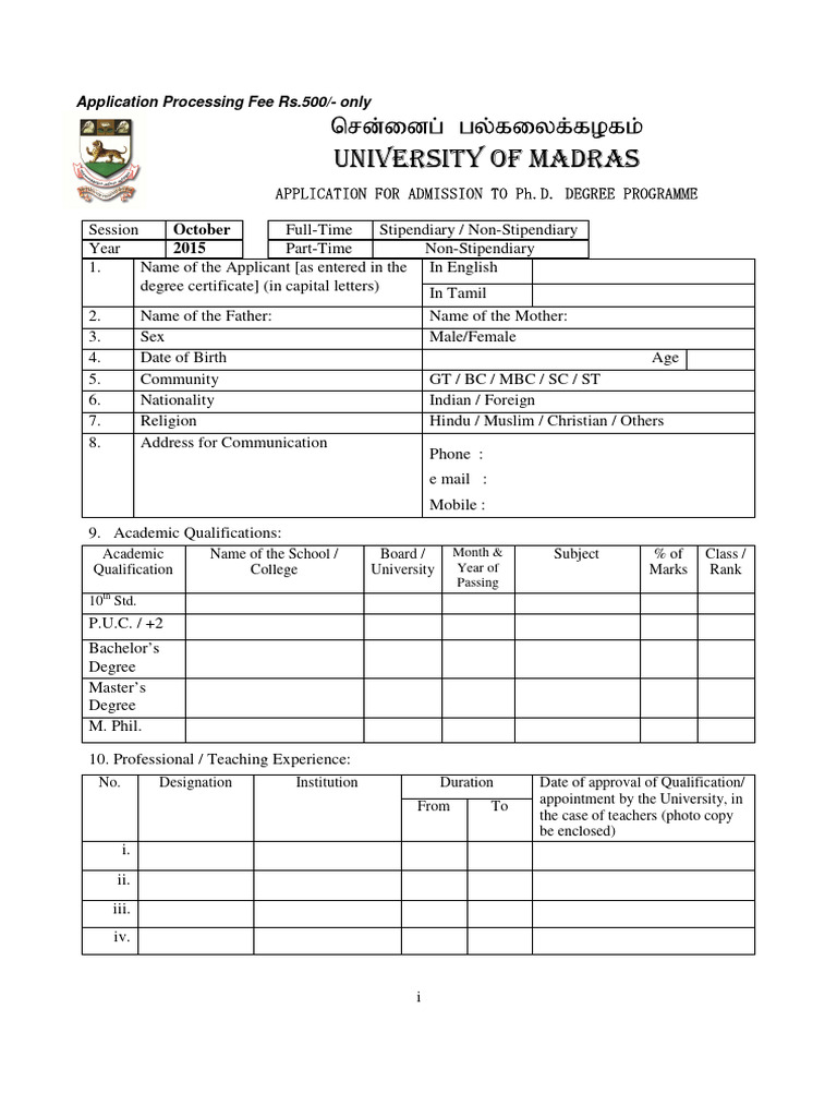 Madras university Phd | PDF | Thesis | Doctor Of Philosophy